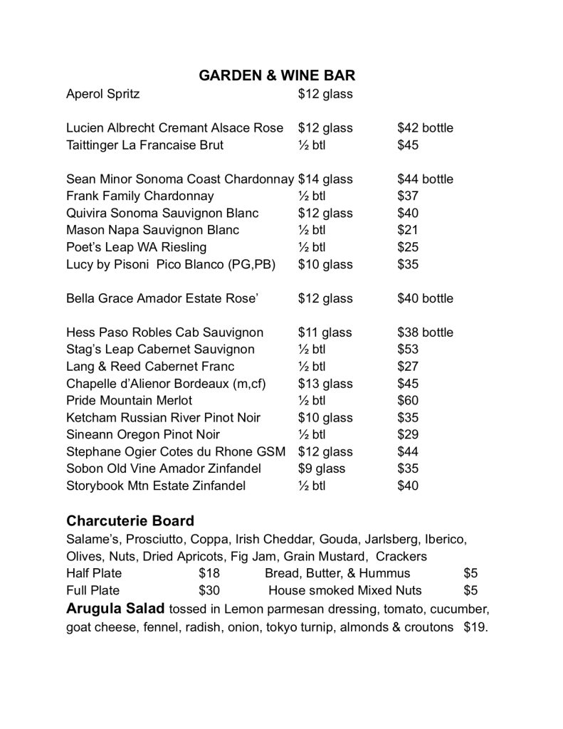 Garden Wine Bar – Soule Domain: Home of The Soule Domain at Lake Tahoe